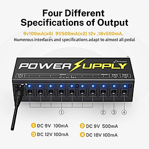 Donner Compressor Pedal and Guitar Power Supply 10 Isolated DC Output for 9V/12V/18V Effect Pedal