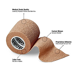 (14-Pack) 2” x 5 Yards | Beige Self Adhesive Bandage Wrap – Breathable Self Adherent Wrap for People & Pets - Athletic Elastic Cohesive Bandage for Sports Injury: Ankle, Knee & Wrist sprains