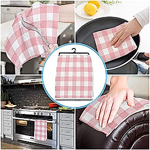 COLORSUM Washcloths Dish Hand Towels SetValentine's Day Pink and White Buffalo Check Gingham Romantic Cleaning Rags Tea Towel Kitchen Bathroom Tools Gifts 4 PCs Washcloths Dish Hand Towels Set