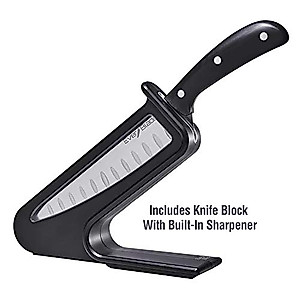 Ontel EverBlade Self Sharpening Professional Chef Knife, German Steel Kitchen Knife in Knife Block with Convex Edge for Easy Slicing, Versatile & Durable