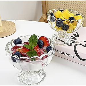 Lawei 6 Pack Glass Dessert Bowls - 5 Oz Glass Ice Cream Cups Mini Trifle Footed Dessert Bowls for Dessert, Sundae, Ice Cream, Salad, Cocktail, Condiment, Trifle