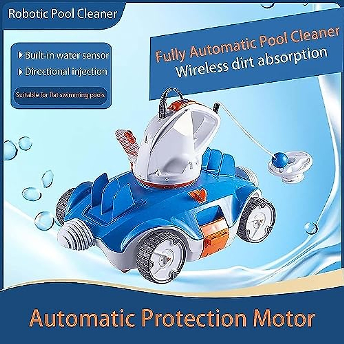 Cordless Robotic Pool Cleaner,Automatic Pool Robot Vacuum with Max 90 Mins Working Time, Self-Parking,Robotic Swimming Pool Cleaner for Above Ground Swimming Pools