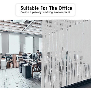 TEMKIN Window Privacy Film Matte Stripe Window Privacy Film Stained Glass Decorative Anti UV Sticker Privacy Frosted Self Adhesive Film Window Decal for Glass one Way Window Film Window (Size : 60 x