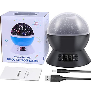 DSTANA Star Projector Night Lights for Kids, Starry Night Light with Timer, 360 Degree Moon Star Ceiling Lamp for Baby Bedroom Decor, Birthday Gifts Toy for 3 to 12 Year Old Girls Boys