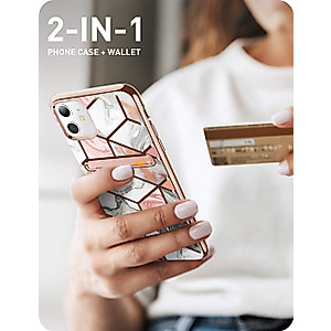 i-Blason Cosmo Wallet Slim Designer Wallet Case for iPhone 12 Mini (2020), 5.4", Marble