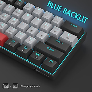 Gaming Keyboard and Mouse Combo, 60% Compact Mechanical Keyboard with Blue LED Backlit, PC Gaming Keyboard and Mouse,Detachable Type C to A Cable Wired Keyboard for PC/Laptop