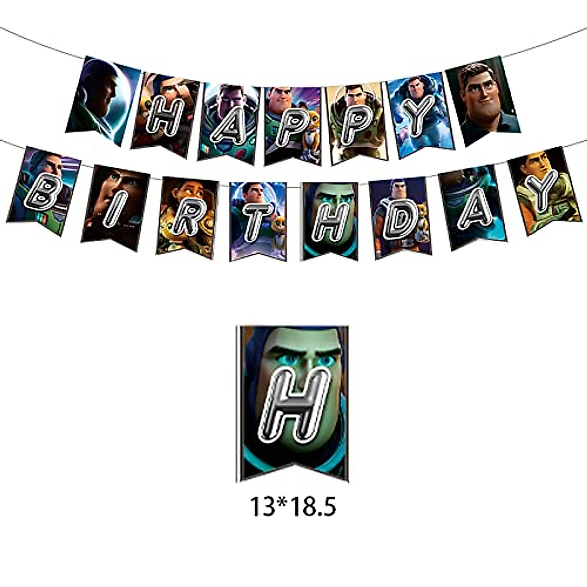 Buzz Lightyear Party Birthday Supplies, Buzz Lightyear Theme Party Tableware with Happy Birthday Banner, Tablecloth, Disposable 7" Paper Plates with Napkins for Kids Party Supplies Decorations