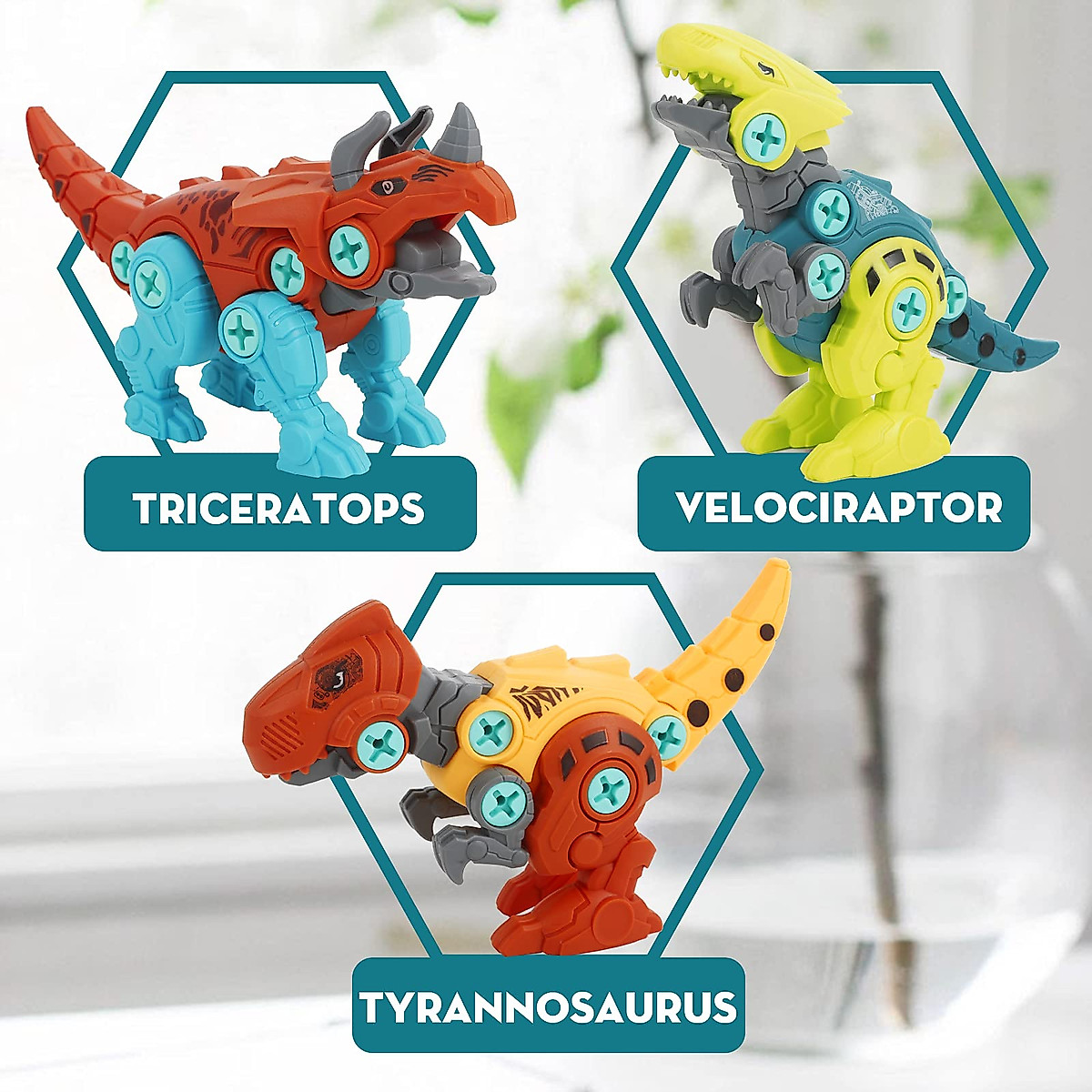 HYCC Take Apart Dinosaur Toys for Kids - Building Dino Play Kit with Screwdrivers DIY Construction Engineering Set STEM Learning Gifts for Boys Girls (New Dinosaur Toys Model One)