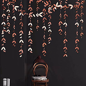 52 Ft Rose Gold Party Decorations Leaf Garland Kit Paper Hanging Gold Leaves Streamer Banner for Rose Gold Birthday Baby Shower Wedding Engagement Bridal Shower Showcase Garden Party Decor (4 Packs)