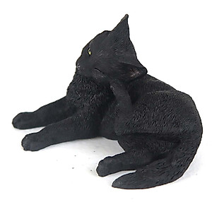 Veronese Design Black Cat Scratching Ear Mini Figurine