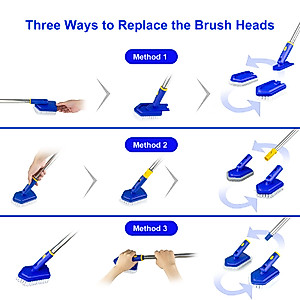 ITTAR Mutil-Purpose Scrub Brush with 3-Section Adjustable Long Handle, 56" Tub Tile Scrubber, 2-in-1 Shower Cleaning Brush & Sponge, Bathtub Cleaner Scrubber for Cleaning Walk-in Shower Bathroom