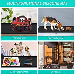 Under Sink Mat, 34" x 22" Under Sink Mats for Kitchen Waterproof, Bathroom Tray with Drain Hole, Under Sink Liner as Protect for Drips Leaks Spills Tray, Black