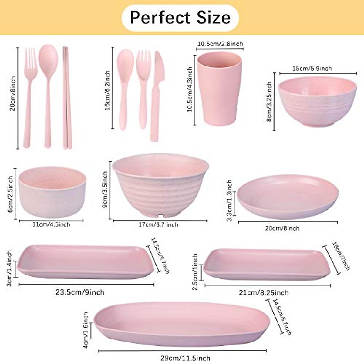 Eco Friendly，Wheat Straw Dinnerware Sets(60pcs)， Multicolor，Lightweight，Degradable ，Durable Dinner Plates Set:Bowls，Cups， Plates Set，Salad Bowls——Microwave and Dishwasher Safe