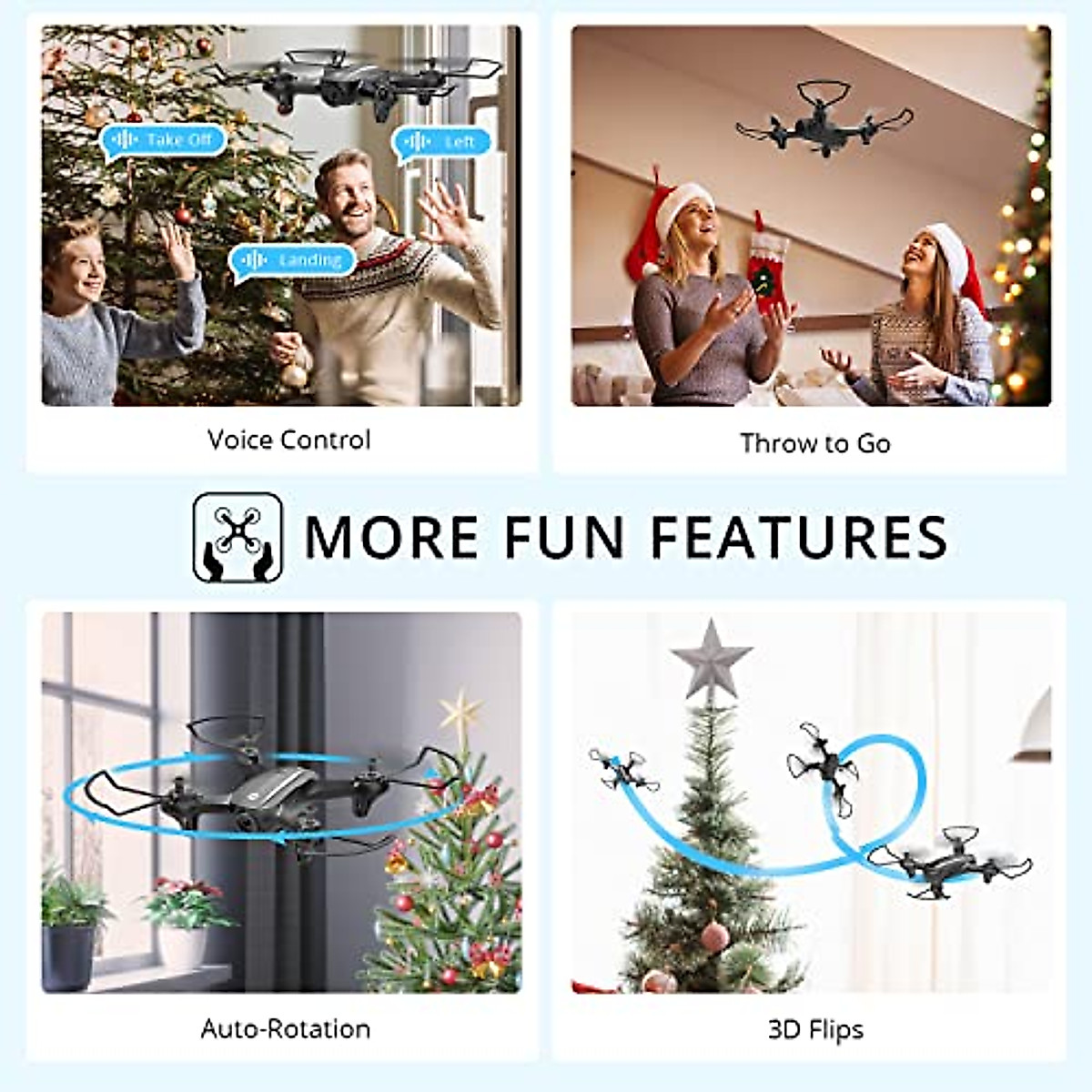 Holy Stone HS340 Mini FPV Drones with Camera for Kids 8-12 RC Quadcopter for Adults Beginners with One Key Take Off/Landing, Gravity Sensor, Headless Mode, Waypoint Fly, Throw to Go, Indoor & Outdoor