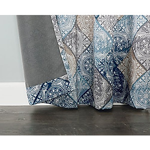 Sun Zero Reardon Global Medallion Print Energy Efficient Grommet Curtain Panel, 54" x 84", Indigo