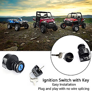 Ignition Switch with Key 3 Position Off/On/Start Compatible with Polaris Sportsman 400 500 570 600 700 800 Ranger 400 425 500 570 700 800 900 1000 RZR 570 800 900 XP 1000 &More Replace 4011002 4012165