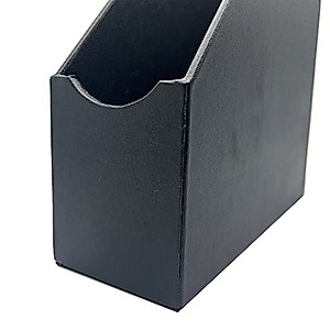 UnionBasic Magazine File Holder, Leatherette Desktop Document Organizer, Home Office Paper Holder File Storage Literature Sorter, Black