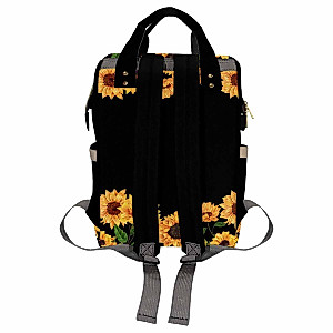 Newcos Personalized Sunflower, Initial Diaper Bag Backpack with Name Custom Mommy Nursing Baby Bags