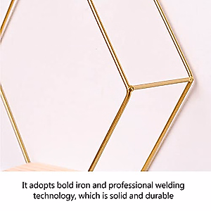 SFTYUFS Floating Shelves Wall Mounted Floating Hexagon Shelves, Metal Framed Gold Shelves with Wood Based in Modern Chic Style, for Wall Storage & Display in Living Room Bedroom