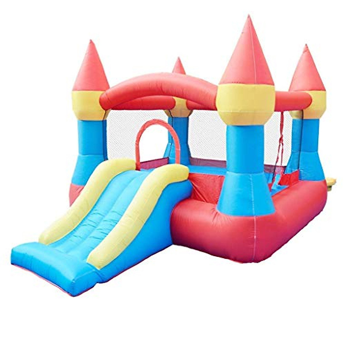 FBITE Children's Inflatable Castle,Trampoline Home Small Inflatable Slide Parent-Children's Playground Kindergarten Indoor and Outdoor Toy Playground,Colors,265 190 170Cm