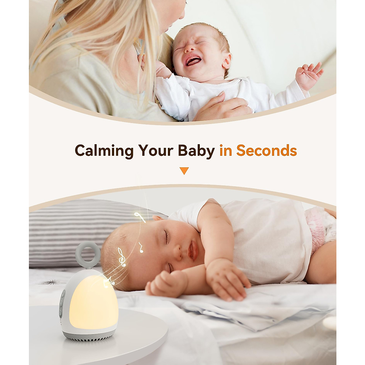 Dreamegg Baby Sound Machine, Portable Sound Machine for Sleeping with Night Light, Brown Noise, Lullaby, Child Lock, White Noise Machine Baby Sleep Soother for Home Travel Nursery Baby Registry Search