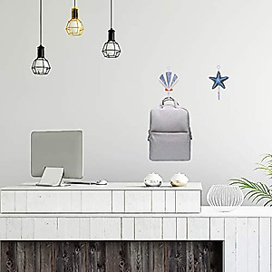 Cabilock 2Pcs Mediterranean Wall Hooks Clothes Hooks Sea Shell Coats Hat Key Rack Towels Hangers Nautical Decorative Hooks for Home Bedroom Beach Coastal Ornaments