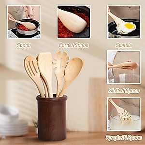 Wooden Spoon for Cooking, 14 Inch Maple Wood Cooking Spoons for Nonstick Cookware, Durable Wooden Salad Mixing Spoon, Soup Stirring, Kitchen Serving Utensils with Long Comfortable Handle Smooth Finish