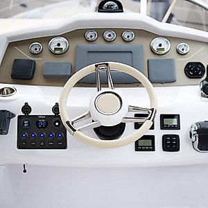 Nilight 90101E 5Gang Multi-Function 5 Gang Rocker Dual USB Charger + Digital Volmeter +12V Outlet Pre-Wired Switch Panel with Circuit Breakers for RV Car Boat Truck Trailer,2 Years Warranty,Blue