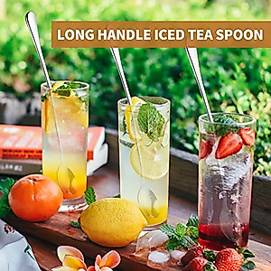 Bonasen 9.4-Inch Long Handle Spoon,Ice Tea Spoons,Stirring Spoons,Coffee Spoon, Stainless Steel Cocktail Spoon,Coffee Bar Accessories Set of 6