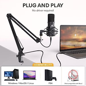 MAONO AU-A04 USB Microphone with PD200X Dynamic Microphone Bundle for Podcast, Studio, Streaming, Recording, Vocal