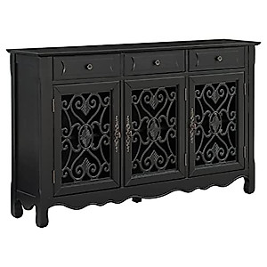 SEASD 59.8" Console Table Sideboard with 3 Doors, Drawers and Adjustable Shelves for Living Room Dining Room