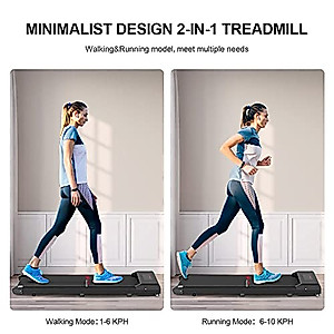 HomeFitnessCode Under Desk Treadmill Walking Pad, 2 in 1 Ultra Slim Portable Treadmill for Home, Installation-Free with 0.6-6.2mph, Remote Control and LED Display Office Exercise (Black)