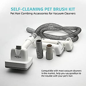 Self-Cleaning Pet Grooming and Shedding De-shedding Remove Brushes Vacuum Attachment Kit - Great for Dogs, Cats, Rabbits! Works with Most Vacuum Brands and Dyson V7 V8 V10 V11 V12 V15 Vacuum Cleaner (KIT6)