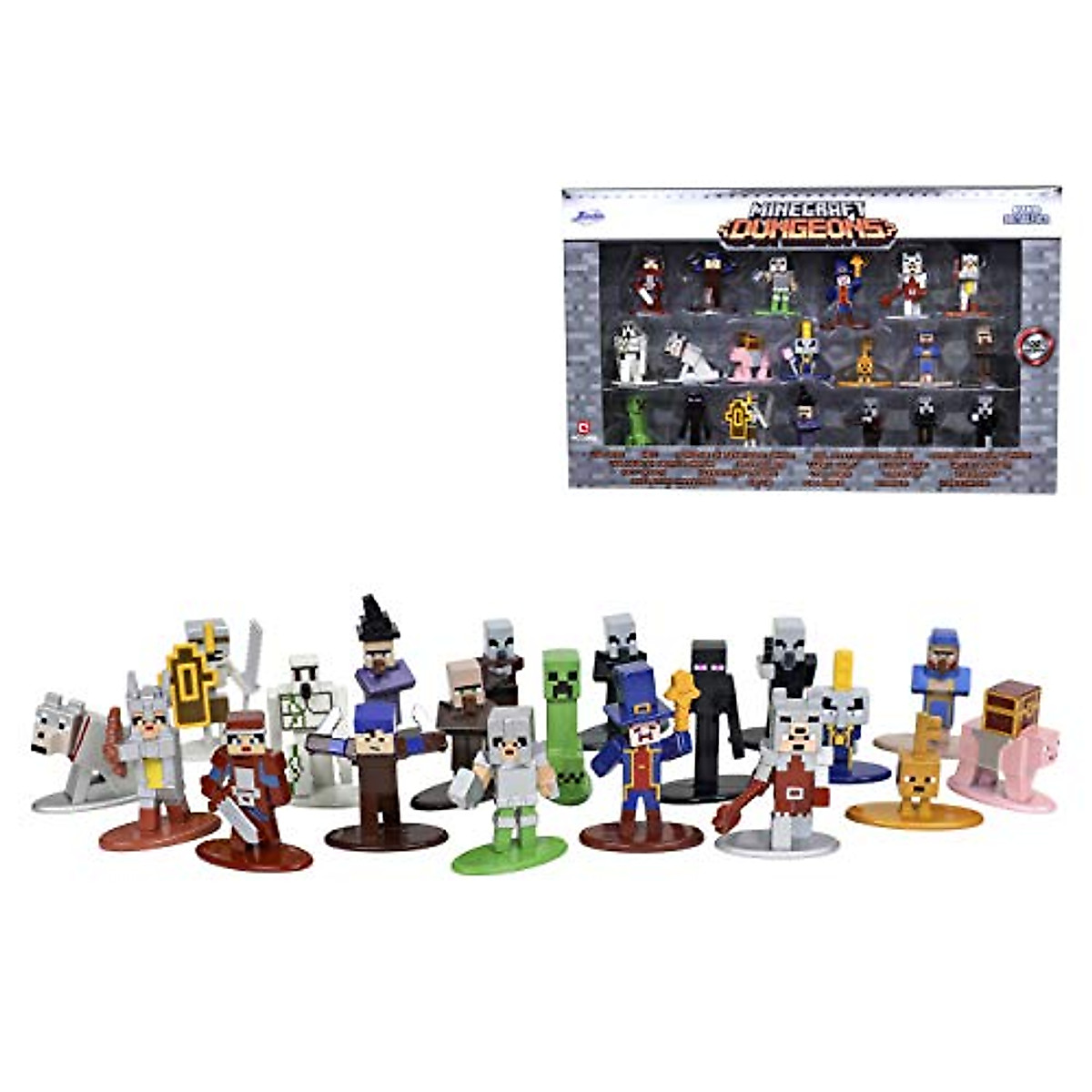 Jada Toys Minecraft Dungeons Nano Metalfigs 1.65" Die-cast Collectible Figures 20-Pack Wave 4, Toys for Kids and Adults Silver