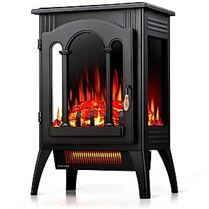 ZAFRO Heating Electric Fireplace,Infrared Stove with Realistic Flames,Freestanding Electric Fireplace,Adjustable Brightness and Heating, Overheating Safe Protection, 1000w/1500w, Black