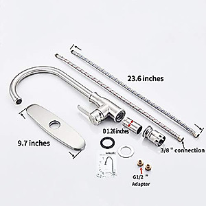 Kohonby Single Handle Kitchen Faucet Stainless Steel Brushed Nickel，Modern High Arc Kitchen Sink Faucet, Commercial Bar Sink Faucet One Hole with Deck