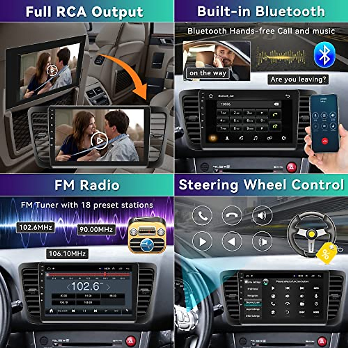 UNITOPSCI Android 11 Car Radio for Subaru Legacy Outback 2005 2006 2007 2008 2009 Wireless CarPlay Android Auto 9”Touchscreen Bluetooth GPS Navigation FM USB Subwoofer SWC with AHD Backup Camera