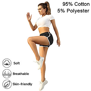 URATOT Women's Cotton Shorts Gym Shorts Yoga Shorts Summer Running Active Shorts Dance Elastic Shorts, Pack of 2 Black, Pink