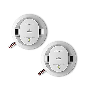Kidde Hardwired Smoke & Carbon Monoxide Detector, AA Battery Backup, Interconnectable, LED Warning Light Indicators, 2 Pack & Smoke Detector, Hardwired Smoke Alarm