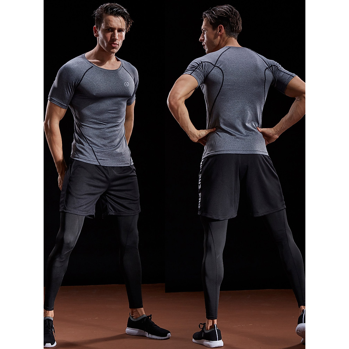 NELEUS Men's 3 Pack Compression Baselayer Athletic Workout T Shirts,5022,Black,Grey,White,3XL
