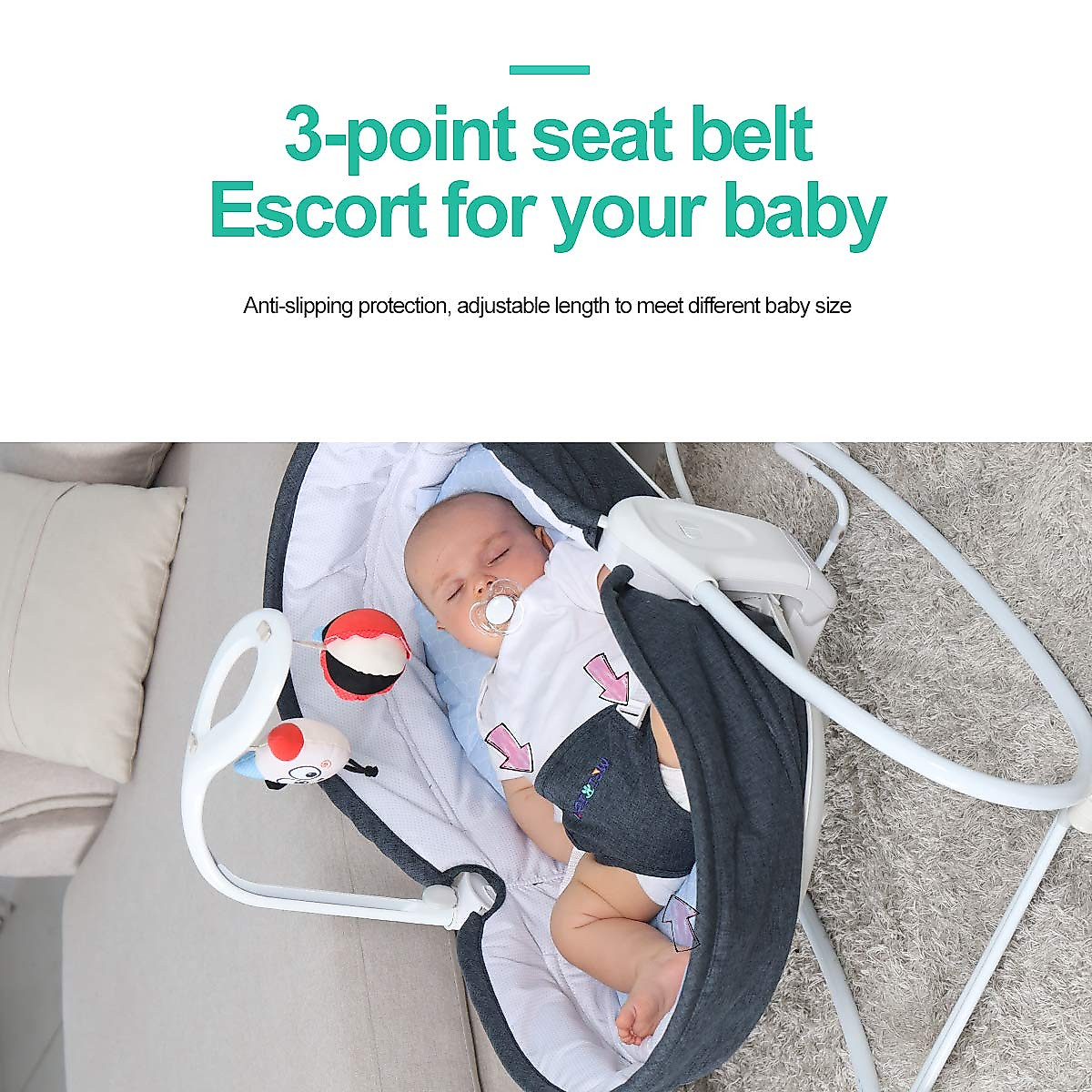 Vannetgo 3-in-1 Baby Bouncers, Can sit and Lie Down, Brilliant Bouncer,Rocking Bouncer, Soothing Vibration, 3rd Gear Adjustment, Suitable for Babies Boys/Babies Girls/Newborns Baby