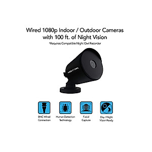 Night Owl 1080p HD Wired Indoor/Outdoor Add-On Cameras, 100 ft. of Night Vision, Wide Viewing Angle and Color Night Vision (2-Pack)