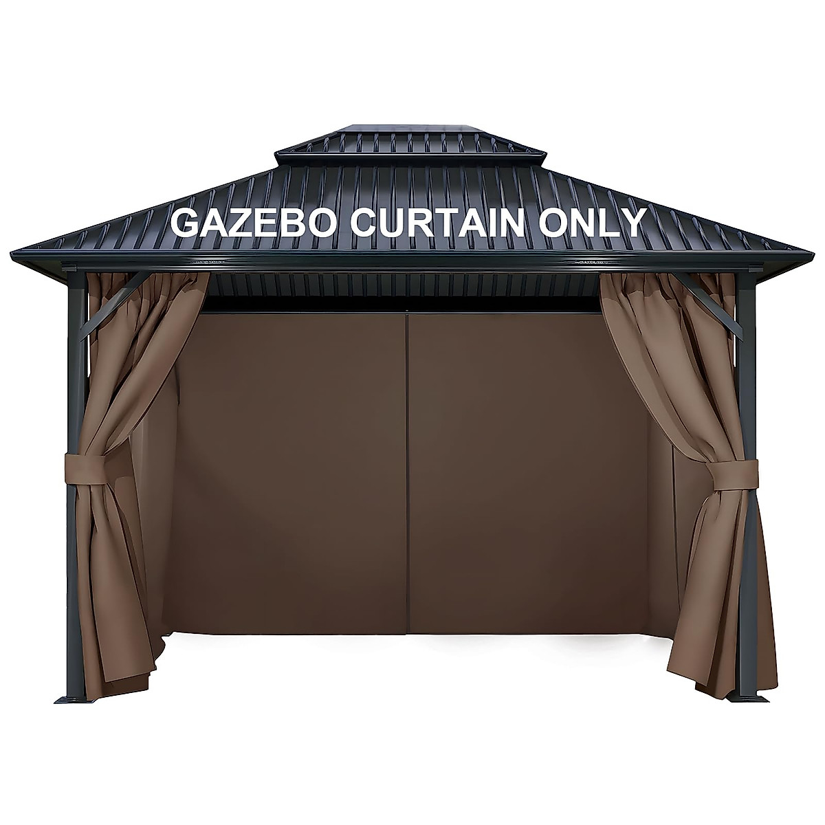 COWVIE 4-Panel 12' x 12' Gazebo Replacement Curtains, Patio Privacy Sidewalls with Double Zipper, Replacement for Outdoor Gazebo Canopy (Curtain Only)