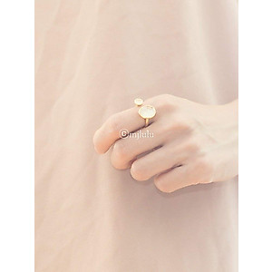 Elegant 14K Gold-Plated Statement Ring with Light Pink Simulated Rose Quartz - Hypoallergenic & Lightweight, Dainty & Simple for Daily Wear - Minimalist Jewelry by MJLULU