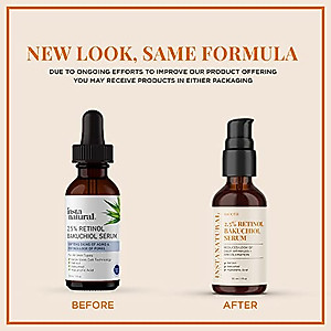 Retinol and Bakuchiol Serum, Anti Aging Serum with Hyaluronic Acid, Niacinamide and Squalane, Wrinkle and Discoloration Correcting Serum