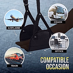 Airplane Footrest Made with Premium Memory Foam, Airplane Travel Accessories, Footrest Hammock, Portable Airplane Foot Rest Used in Office/Plane/Home, Hammock Leg Rest Adjustable Height