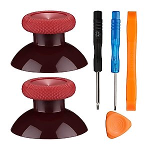 TOMSIN Replacement Thumbsticks for Xbox One/ PS4 Controllers, True Rubberized Joysticks for Xbox One S (2 Pcs) (Red)