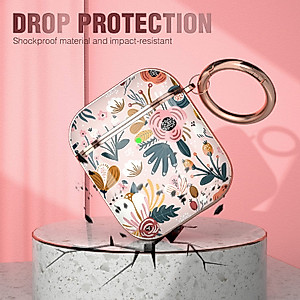 Maxjoy for AirPods Case Cover, Flower AirPod Case Hard Protective Shockproof Cute Air Pod 2 Case for Women Men with Keychain Clip for AirPod 2nd 1st Generation Charging Case 2&1, Floral