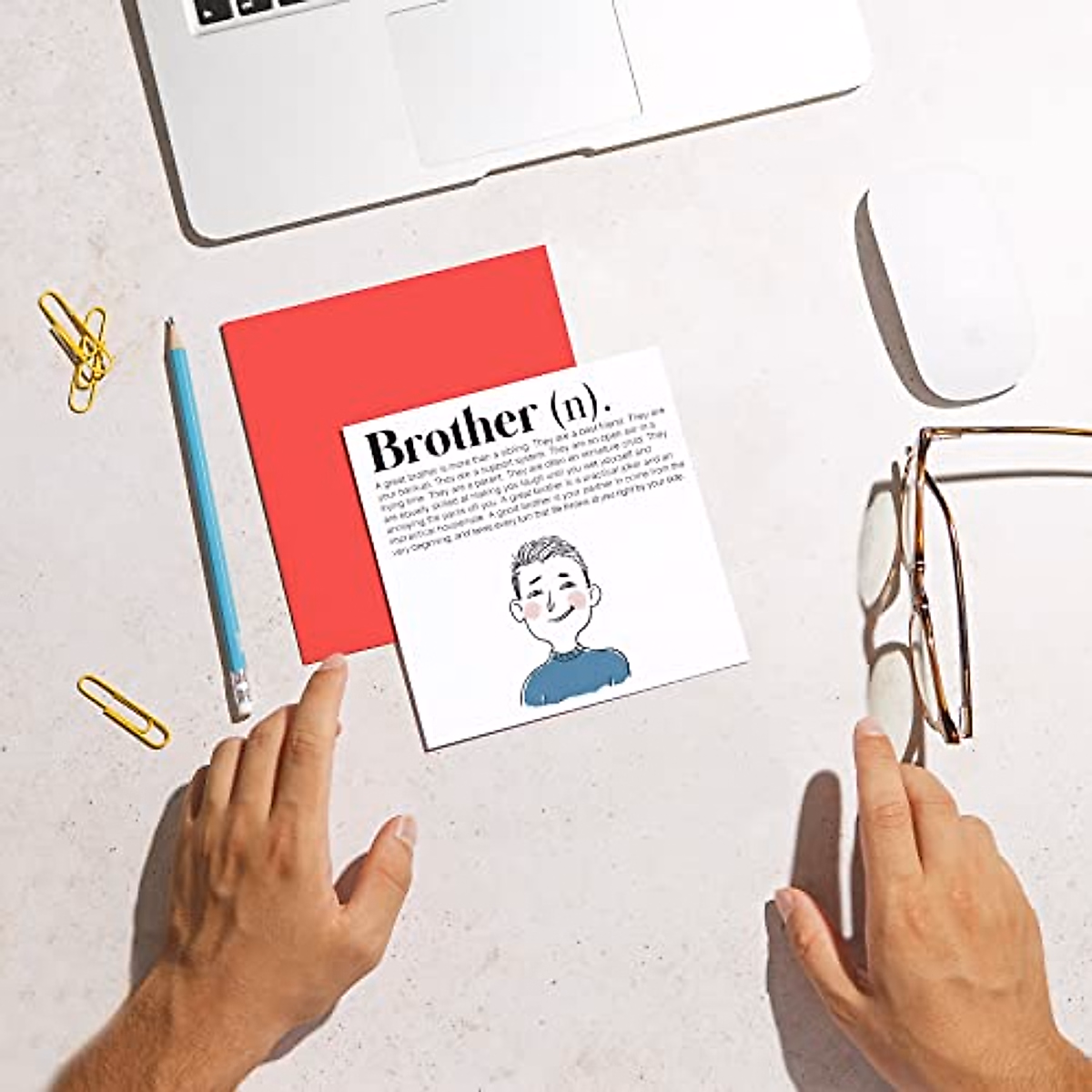 Huxters Brother Birthday Card - Square Happy Birthday Card for Brother - Best Friend‚ Premium Grade Paper Funny Card - Unique Artwork with Inspirational Quote - Includes Cute Envelope (Brother)