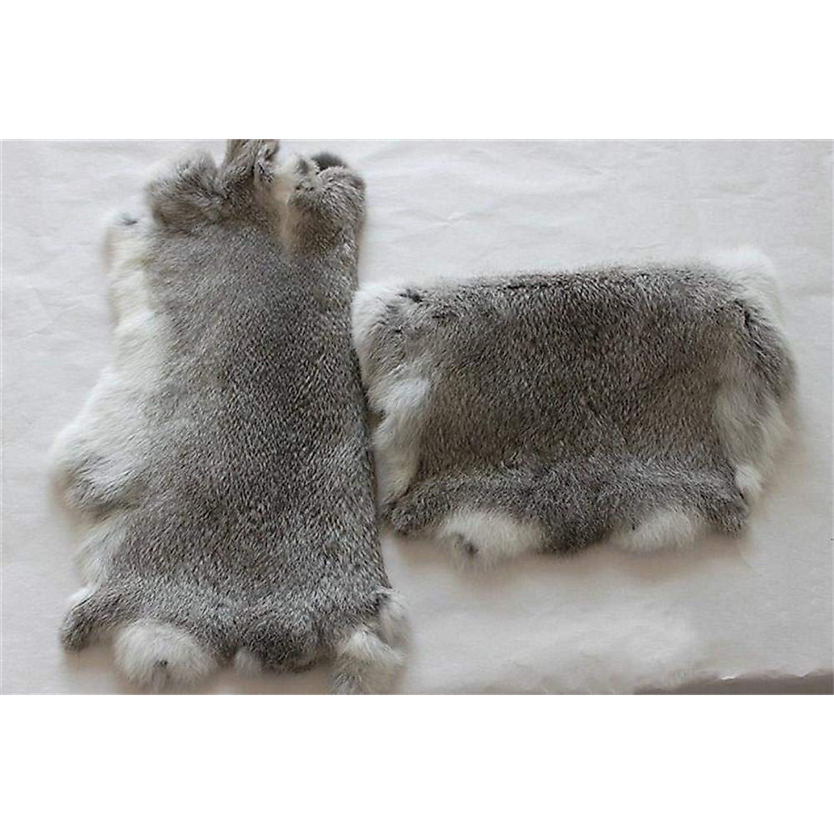 2Pack Real Natural Rabbit Fur Craft Grade Rabbit Pelts Sewing Quality Leather Rug Blanket (Cyan Gray)